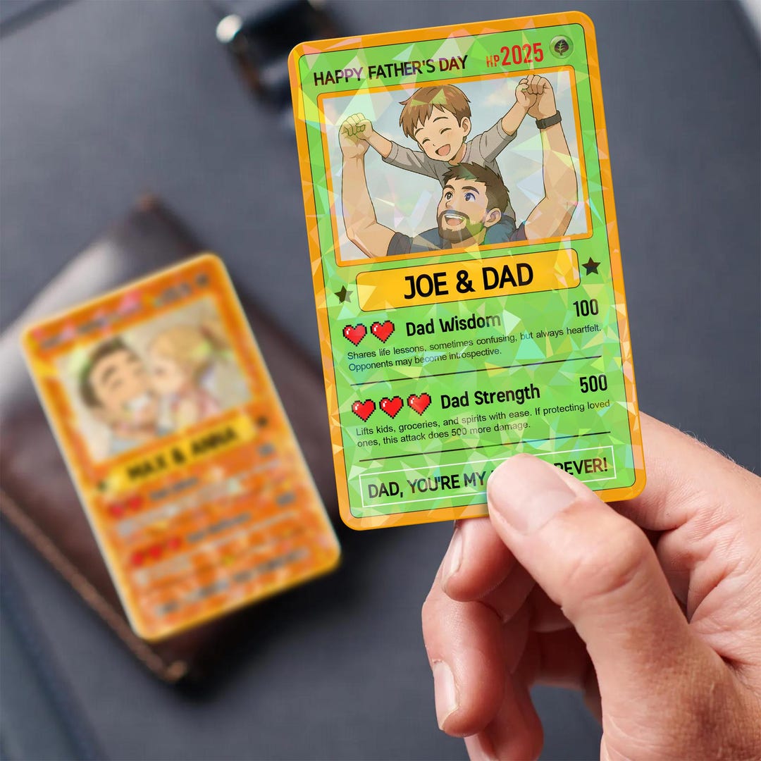 Custom Poke Dad Card for Father's Day, Personalized Trading Card Gift ...