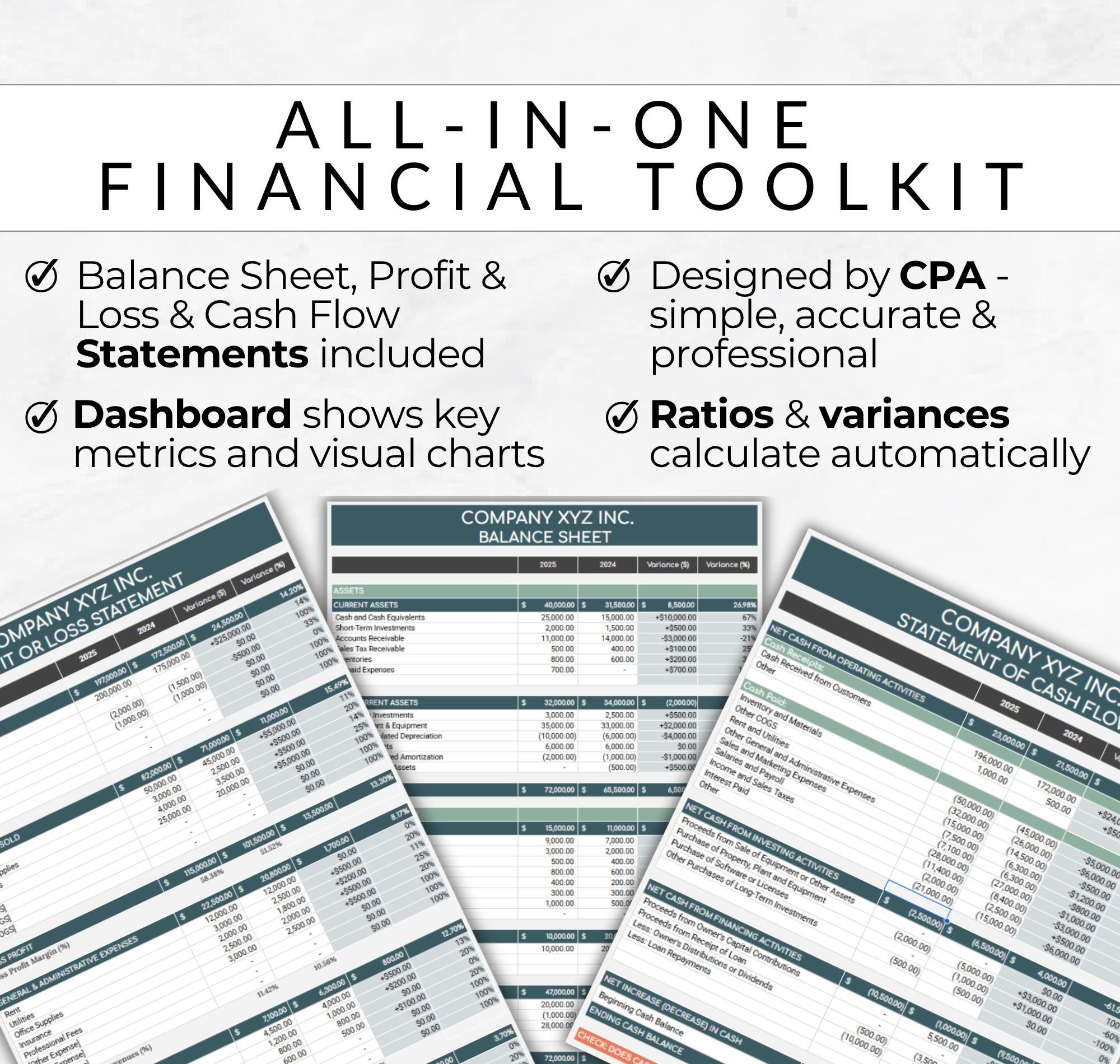 Simple Financial Statements Bundle | Balance Sheet, Profit & Loss and ...
