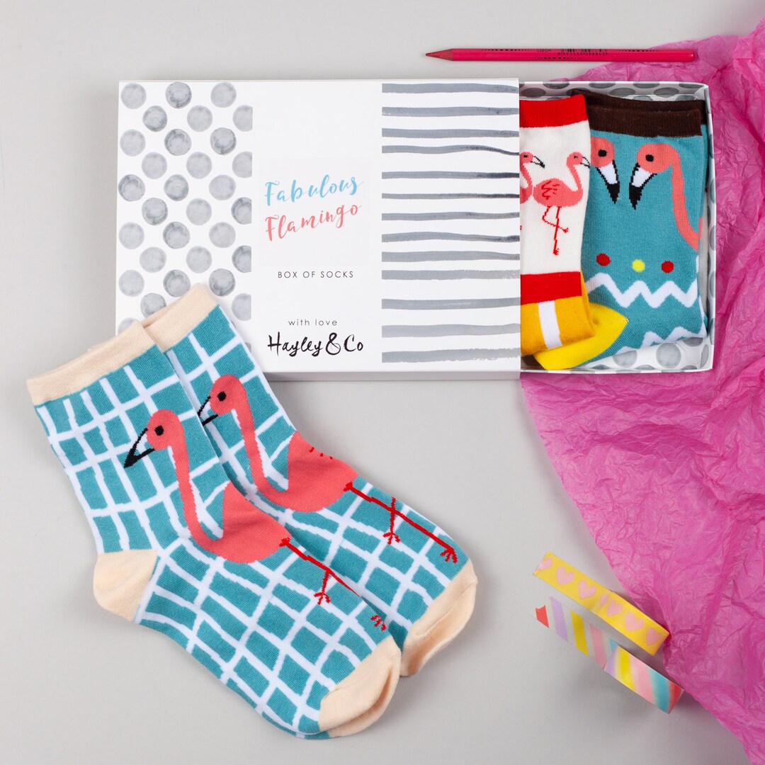 Fabulous Flamingo Box of Socks - Etsy