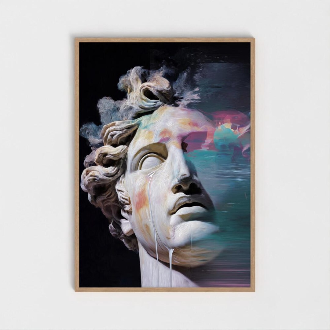 Glitch Art Roman Statue: Surreal Crying Sculpture Print - Etsy