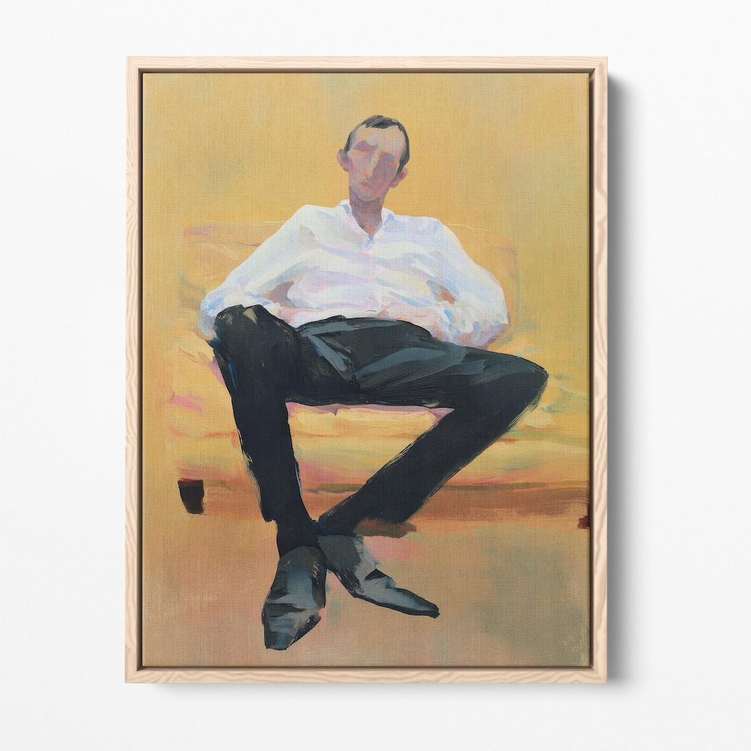 Abstract Man Portrait, Expressionist Warm Yellow Painting (digital ...