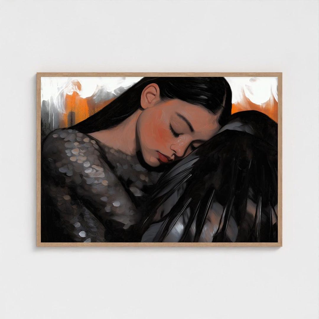 Dark Angel Print | Moody Fantasy Art | Gothic Wall Decor | Melancholy ...