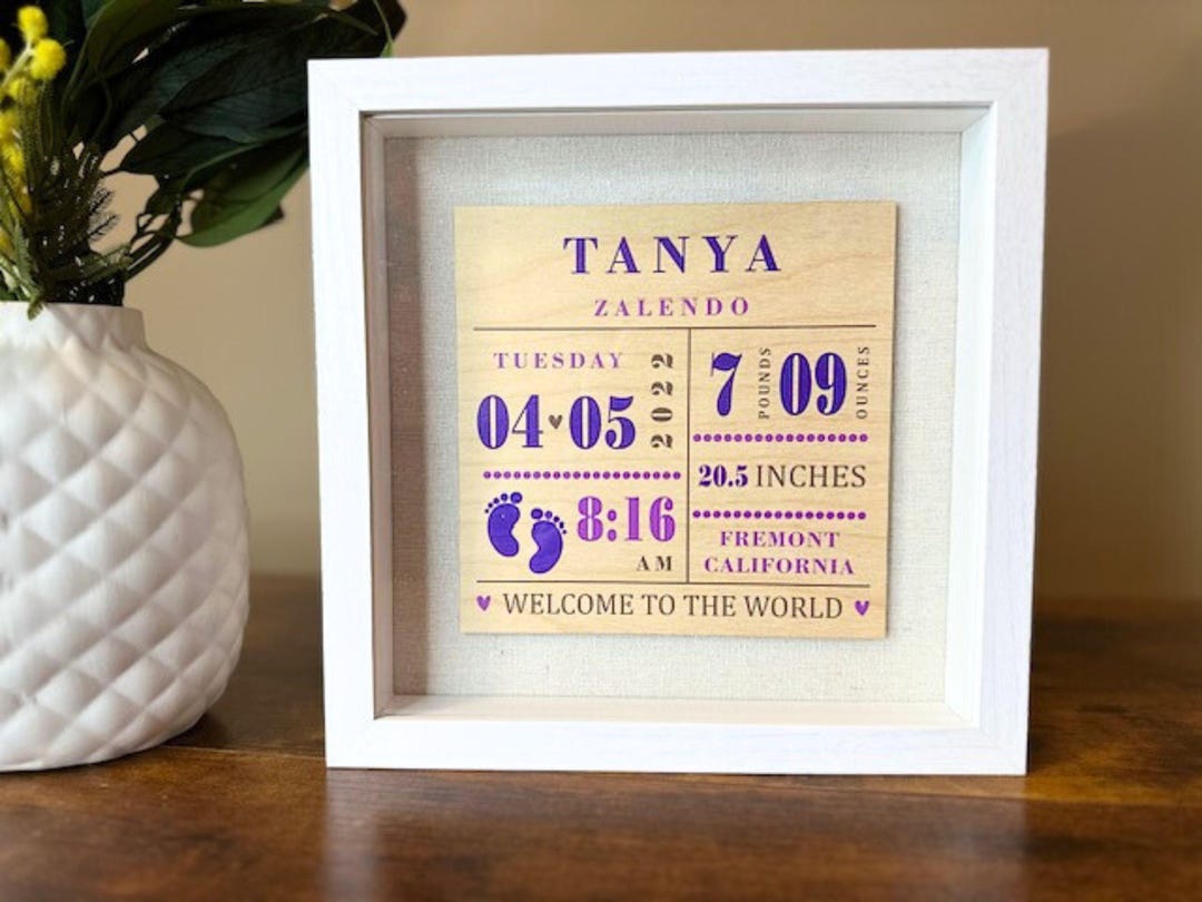 Personalized Birth Stats Frame - Custom Baby Name Sign - Newborn Birth ...