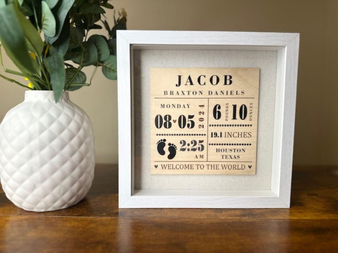 Personalized Birth Stats Frame - Custom Baby Name Sign - Newborn Birth ...