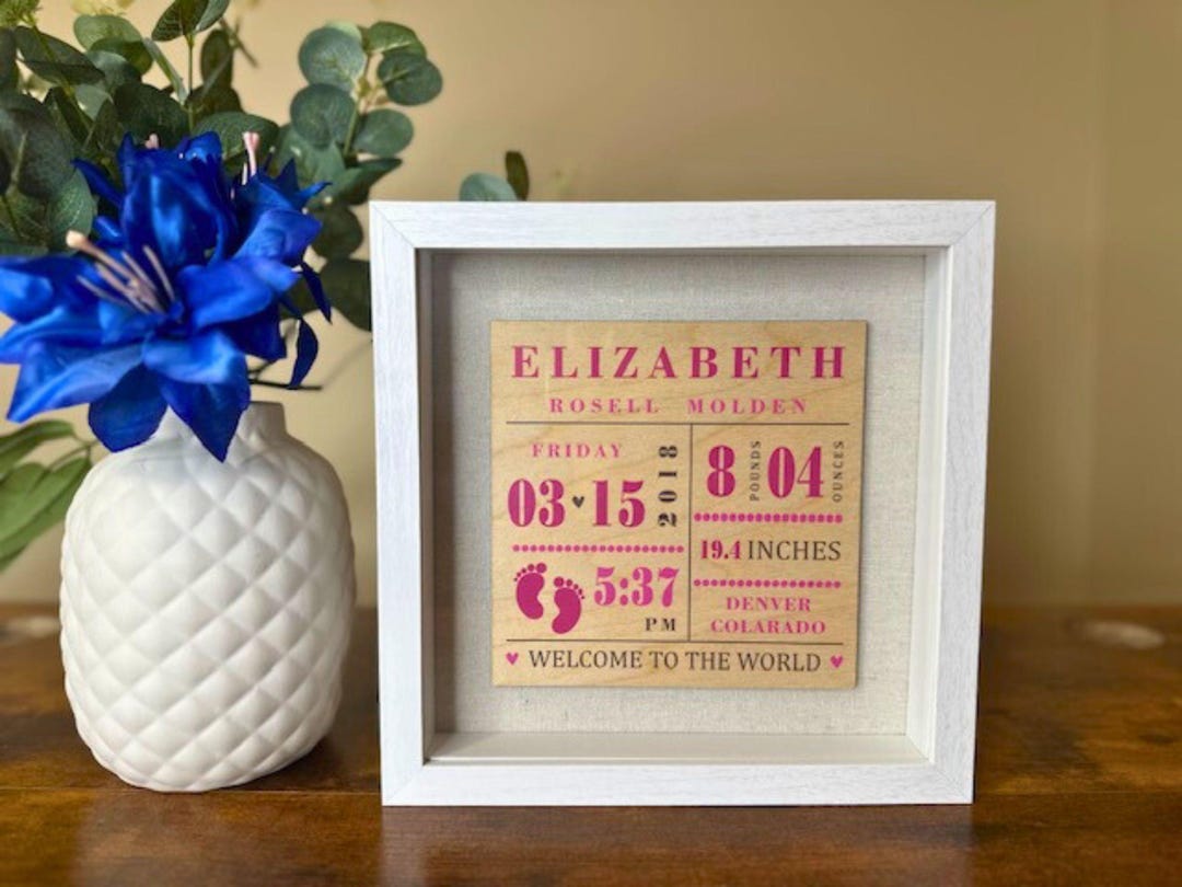 Personalized Birth Stats Frame - Custom Baby Name Sign - Newborn Birth ...
