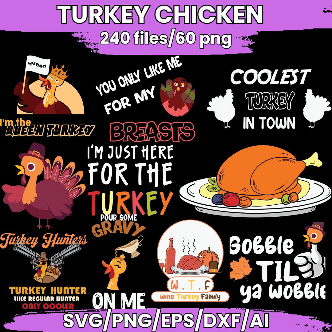 Top Turkey Svg Bundle, Turkey Face Svg, Cute Turkey Svg, Happy Turkey ...