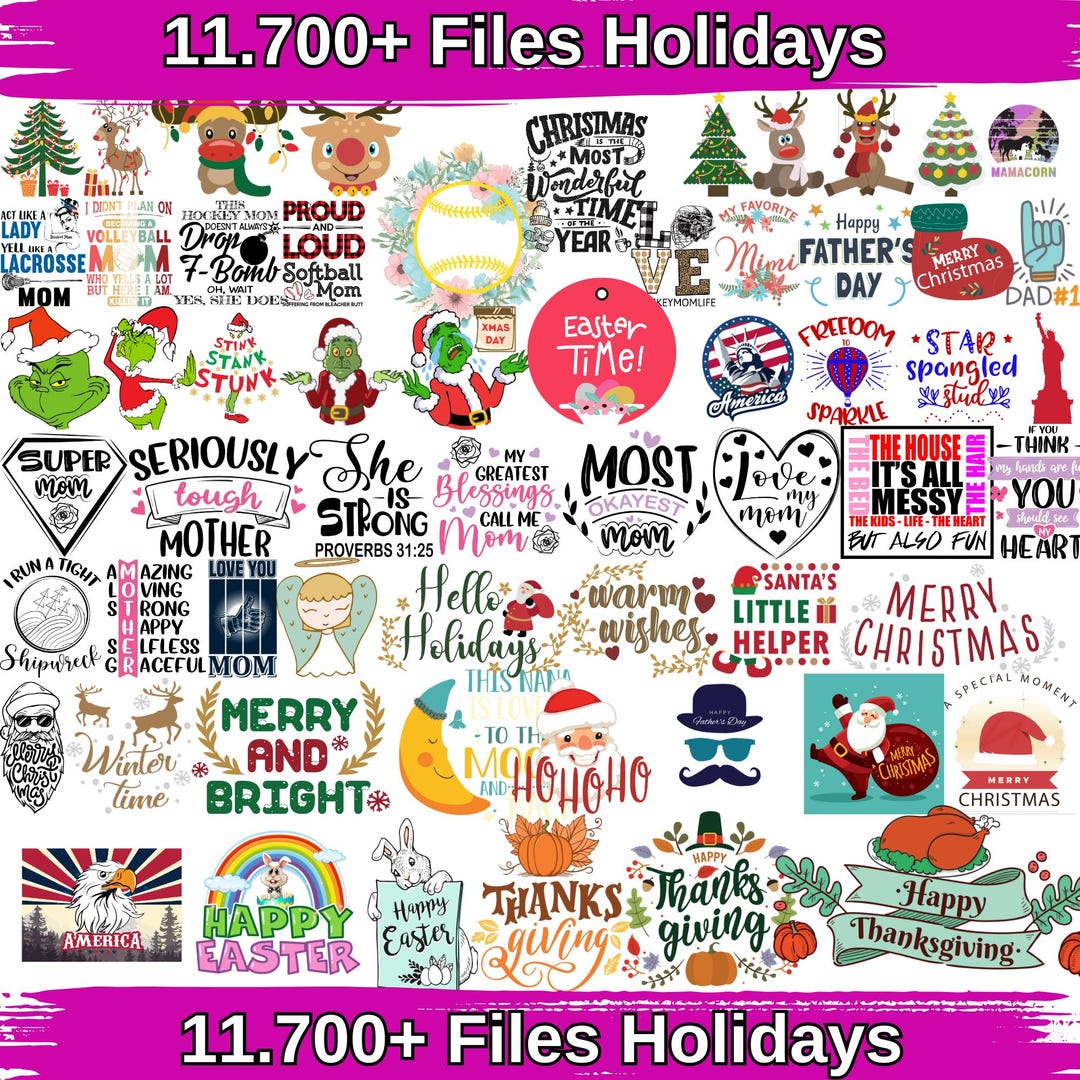 Holiday SVG Bundle | Christmas, Thanksgiving, New Year Designs ...