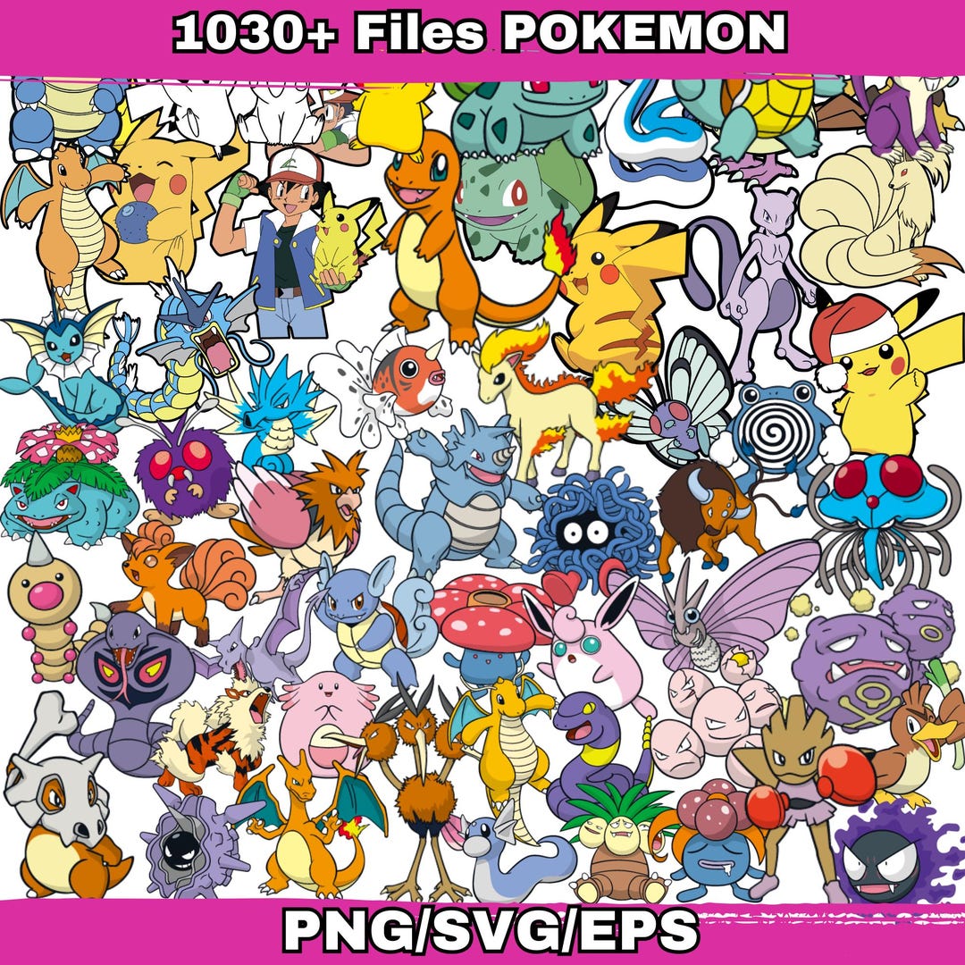 Pokemon Svg, Pokemon Bundle, Pokemon Clipart, Pokemon Png, Pikachu Svg ...