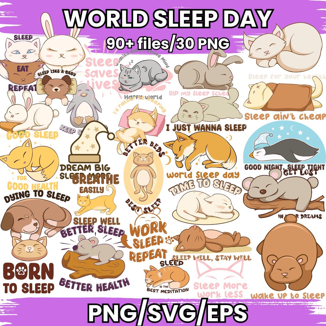 World Sleep Day SVG Bundle | Sleep Quotes & Designs | Relaxing Sleep ...