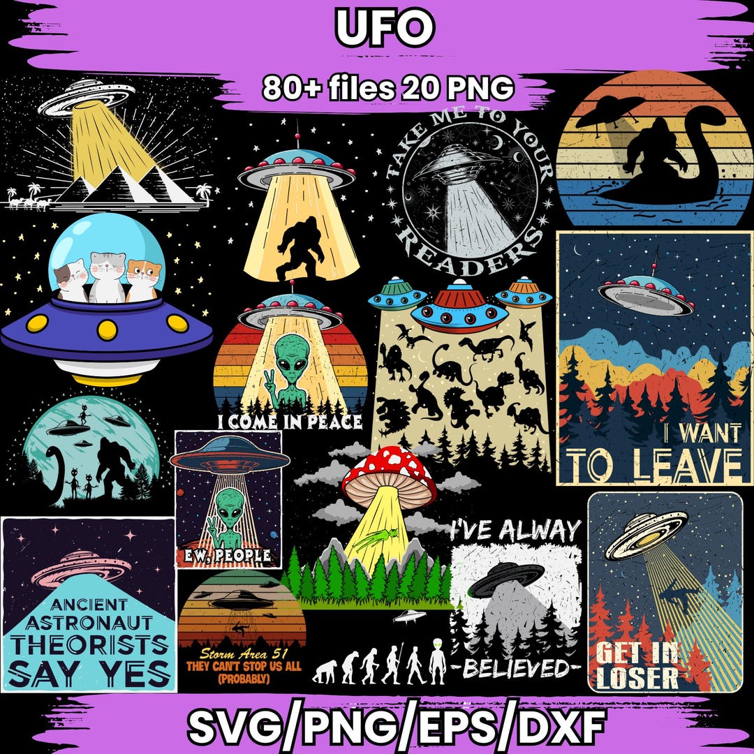 UFO Svg Bundle, Flying Saucer, UFO Clipart, UFO Vector, Alien Space ...