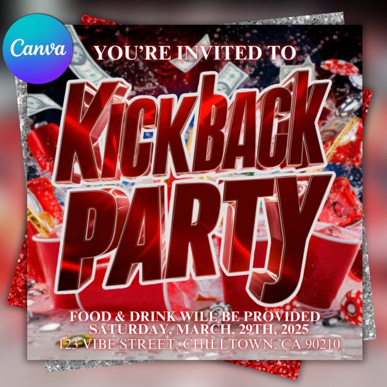 Kickback Party Flyer: Editable Club DJ Event Invite (canva Editable) - Etsy