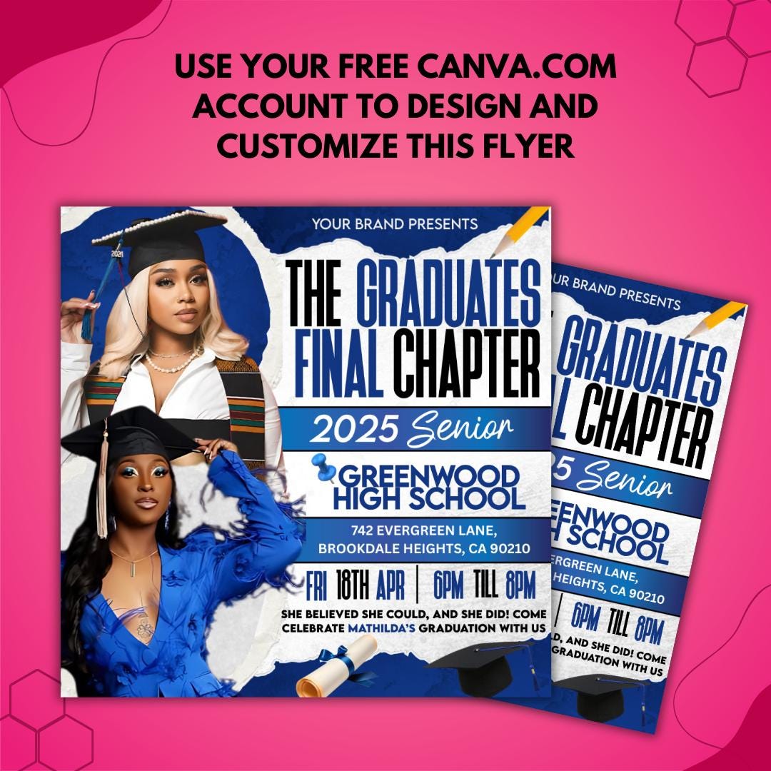 2025 Graduation Party Flyer: Senior Announcement, Canva Editable ...