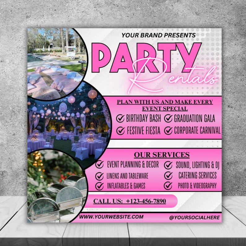 Party Rentals Flyer: Event Planning Template (DIY) - Etsy