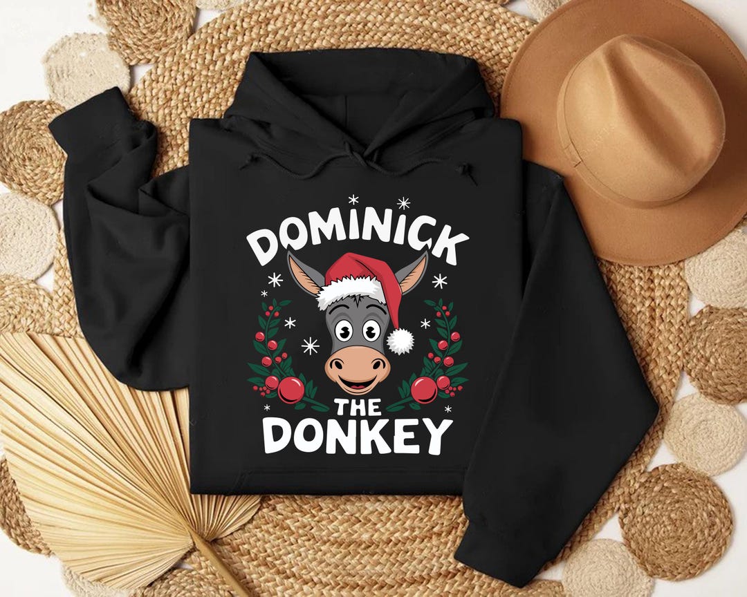 Dominick the Donkey Christmas Hoodie, Farm Christmas Donkey Hoodie ...