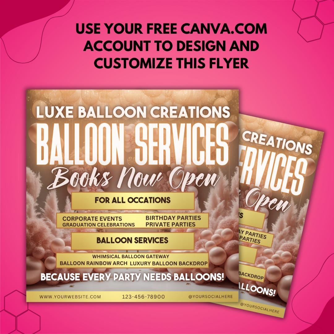 Balloon Decor Flyer Template: DIY Party Advertisement (canva Editable ...