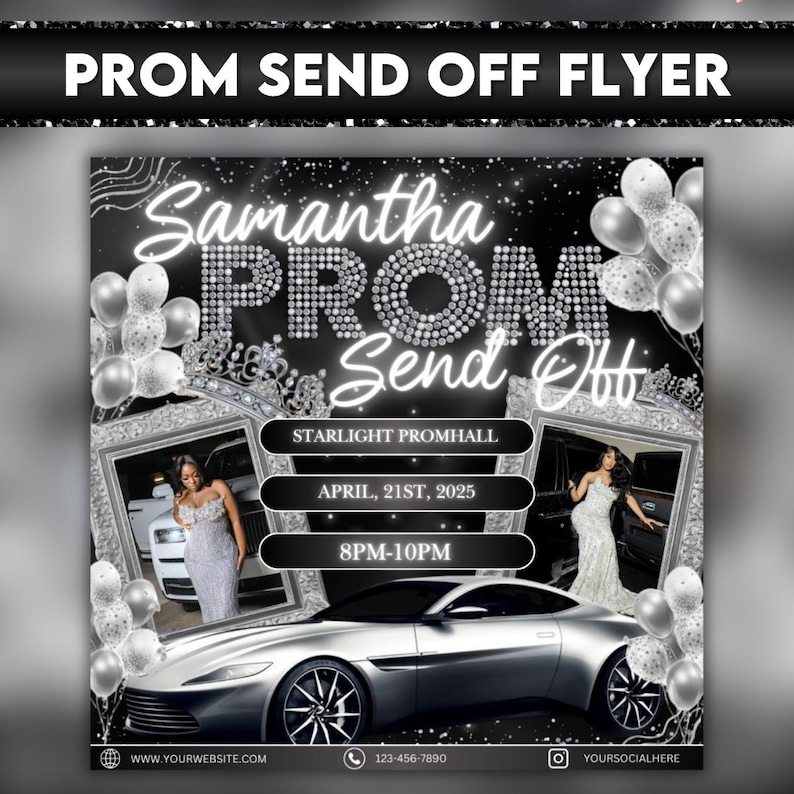 Prom Send off Flyer, DIY Prom Flyer, Prom Canva Template, Prom Send Off ...