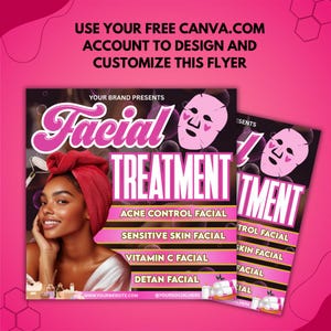 Facial Treatment Flyer: Esthetician Booking, Salon Spa (canva Editable ...
