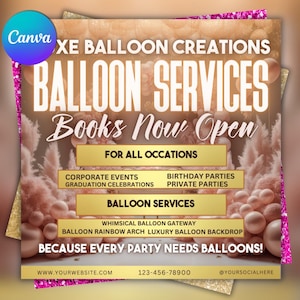 Ballon Decor Flyer Template, Balloon Business Advertisement, DIY ...