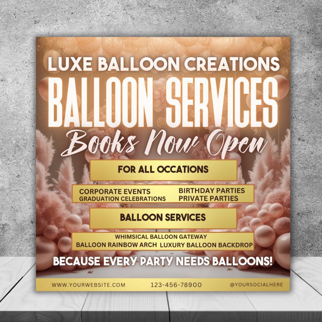 Balloon Decor Flyer Template: DIY Party Advertisement (canva Editable ...