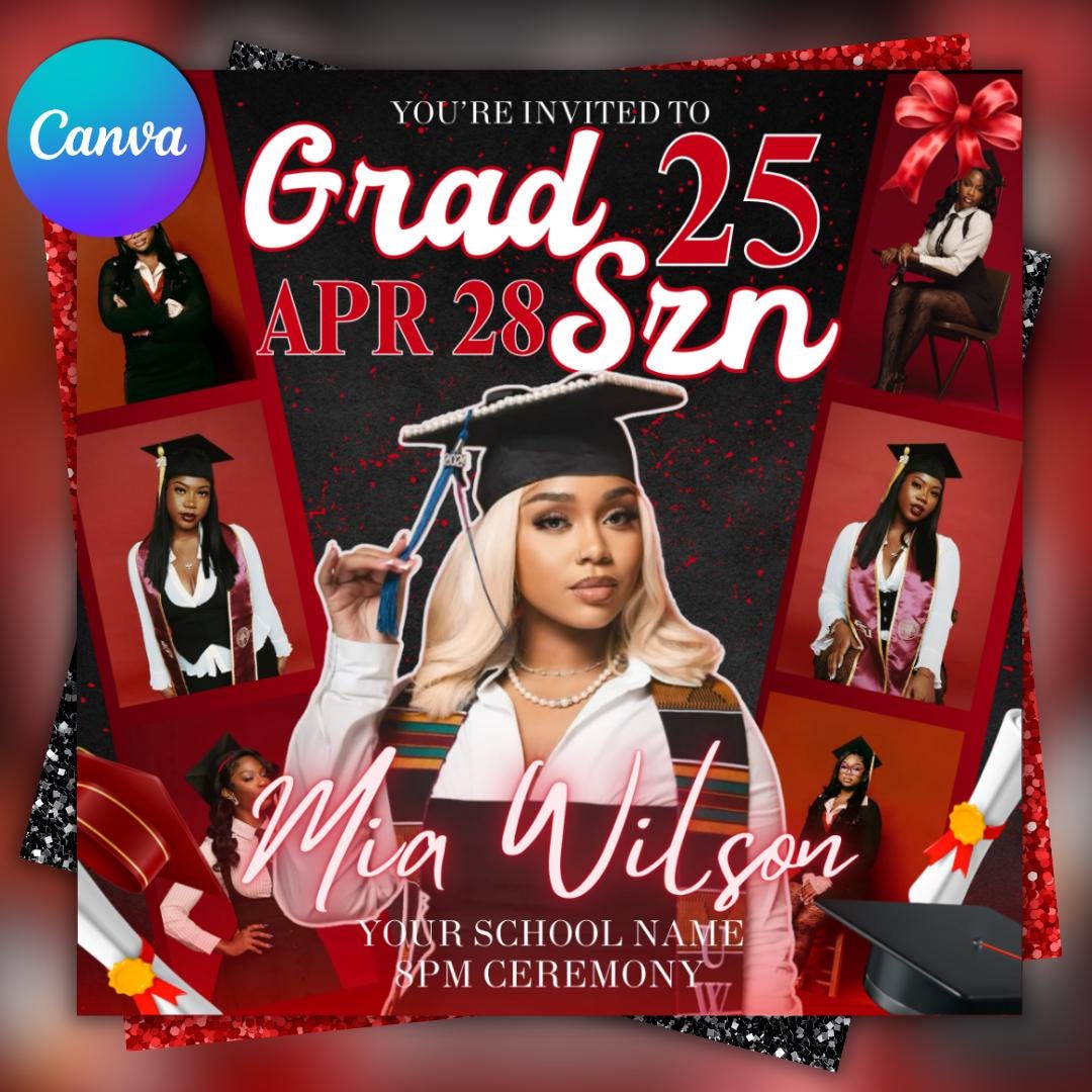 Graduation Party Flyer: Class of 2025, Canva Editable (digital Download ...