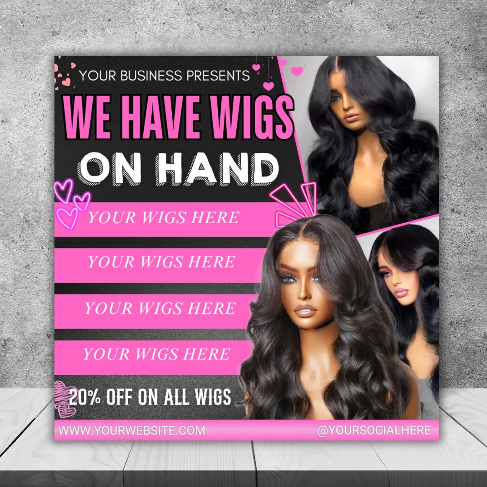 Editable Wig Sale Flyer Template, Wig Sale, Hair Business, Hair ...