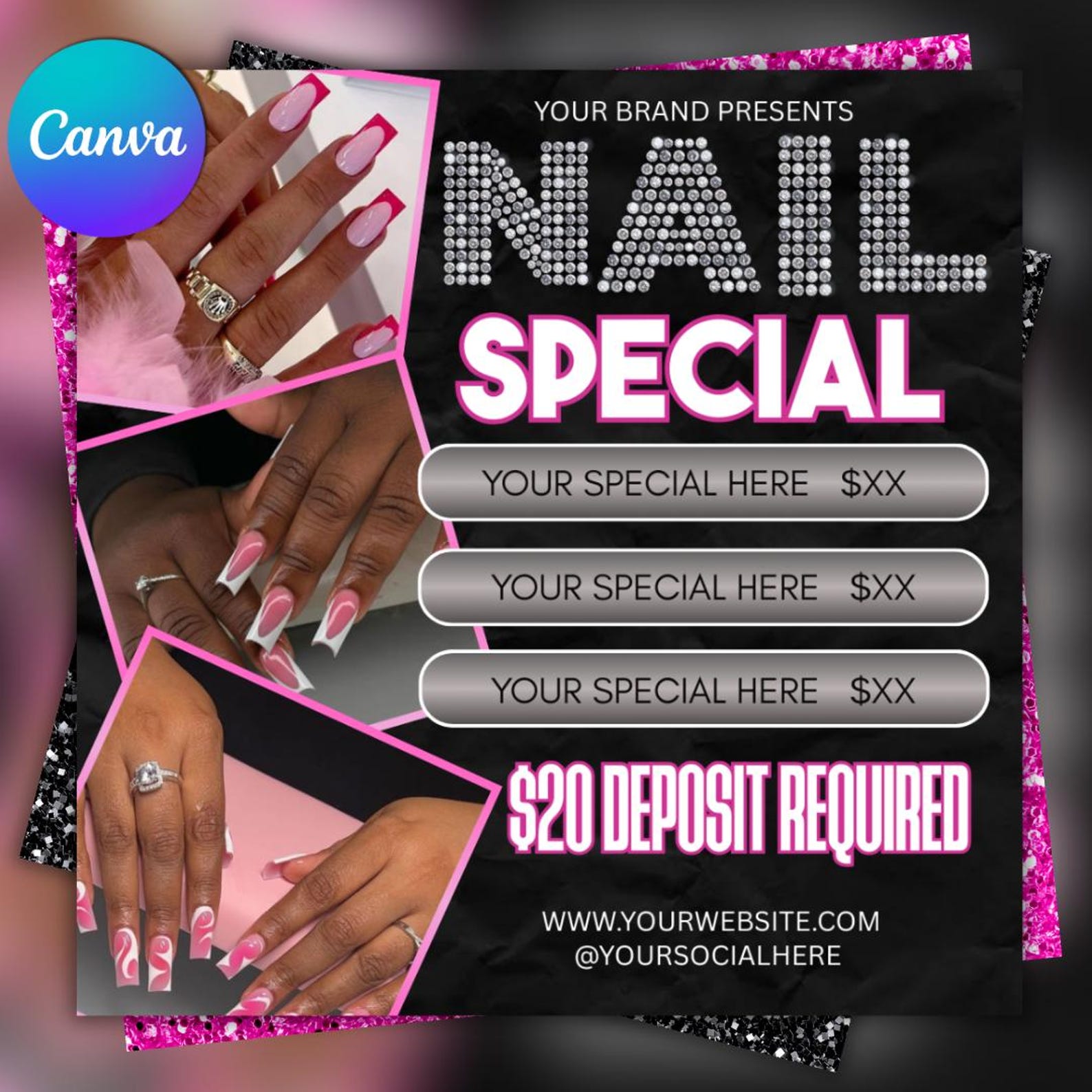 Nail Deal Flyer, Nail Special Flyer, Nail Tech Sale Flyer, Nail Flash ...