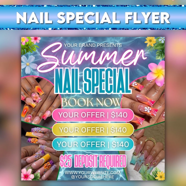 Summer Nail Special Flyer: Nail Tech Promotion (PDF Downloadable ...