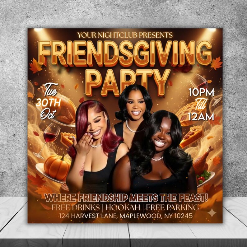 Friendsgiving Flyer Template | Canva Editable | Thanksgiving Party ...