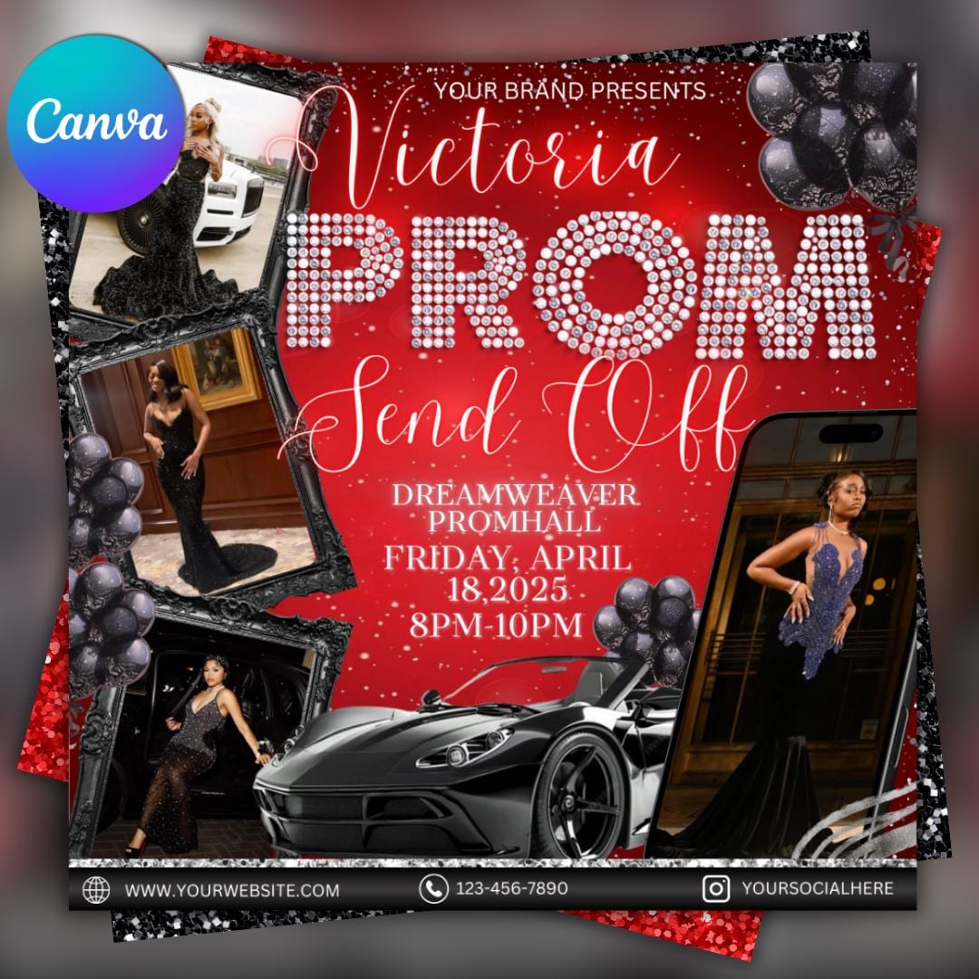 Prom Send off Flyer, DIY Prom Flyer, Prom Canva Template, Prom Send Off ...