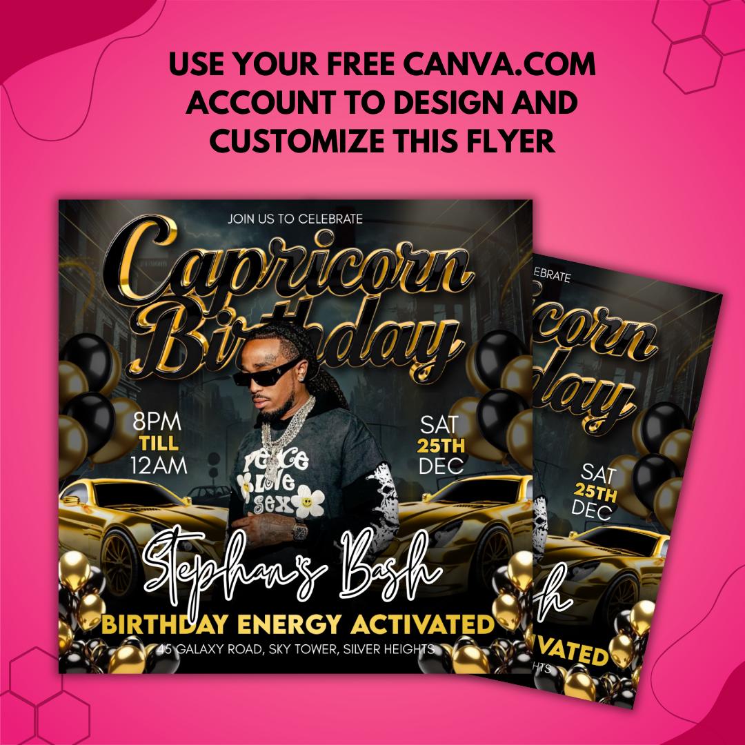 Capricorn Birthday Flyer, Capricorn Nightclub Birthday Flyer, Capricorn ...