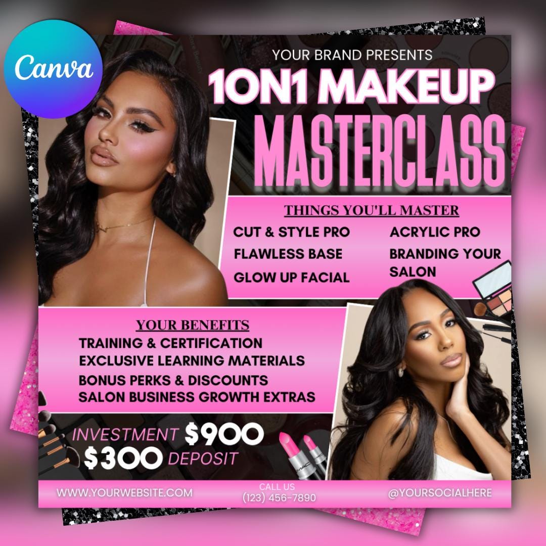 Makeup Class Flyer Template, Makeup Masterclass, Makeup Course Flyer ...