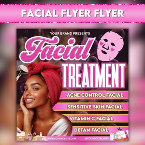 Facial Treatment Flyer: Esthetician Booking, Salon Spa (canva Editable ...