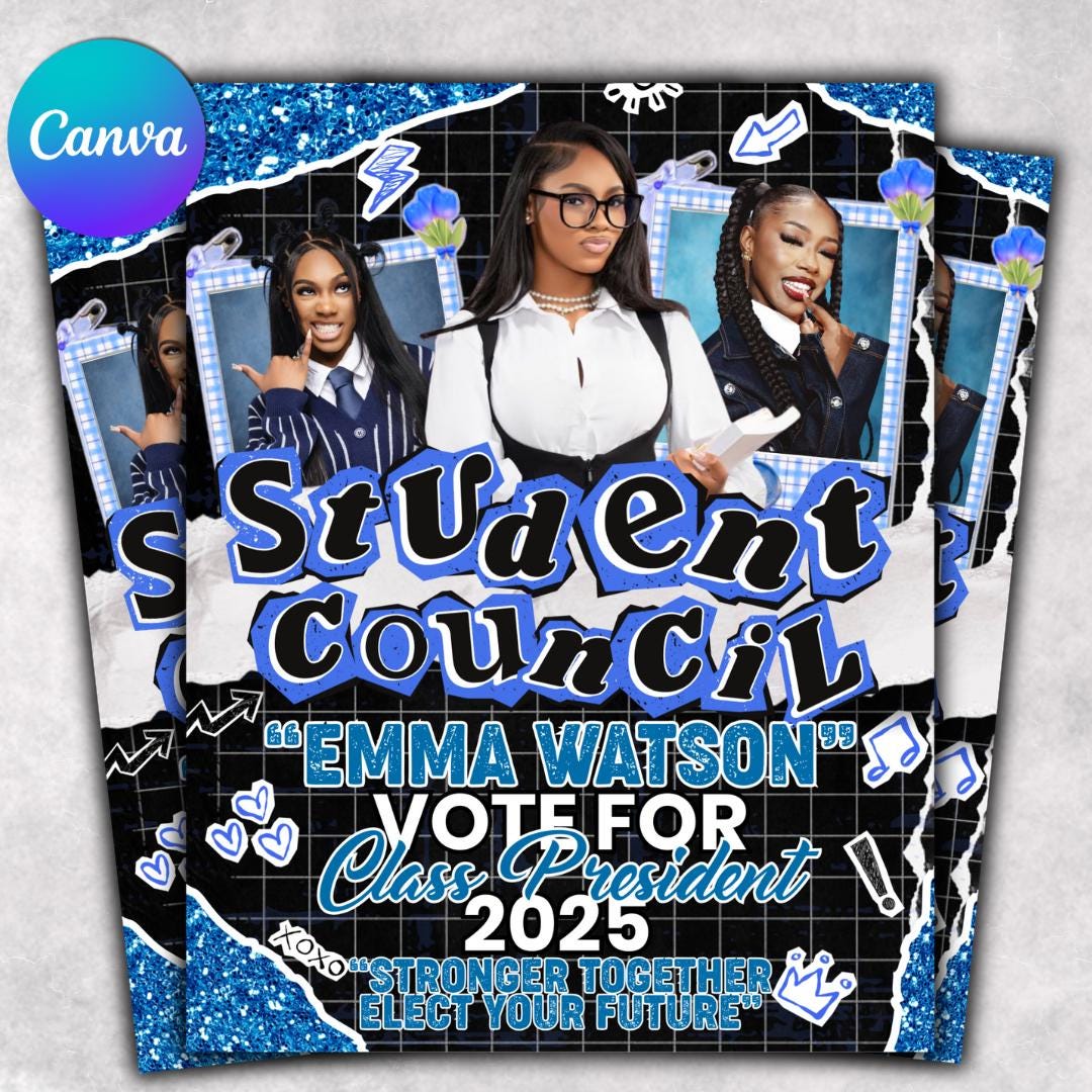 Editable Student Council Campaign Flyer, School Election Poster (canva ...