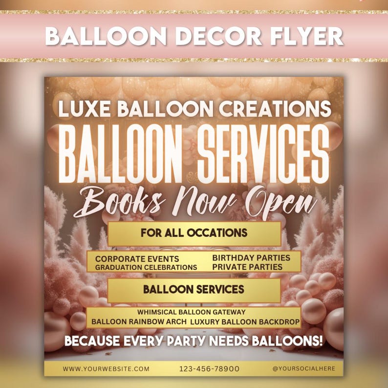 Balloon Decor Flyer Template: DIY Party Advertisement (canva Editable ...