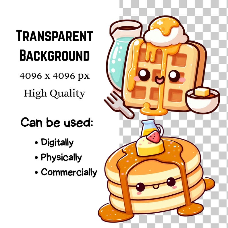 20 Kawaii Breakfast Food Clipart High Quality PNG Food Illustrations ...
