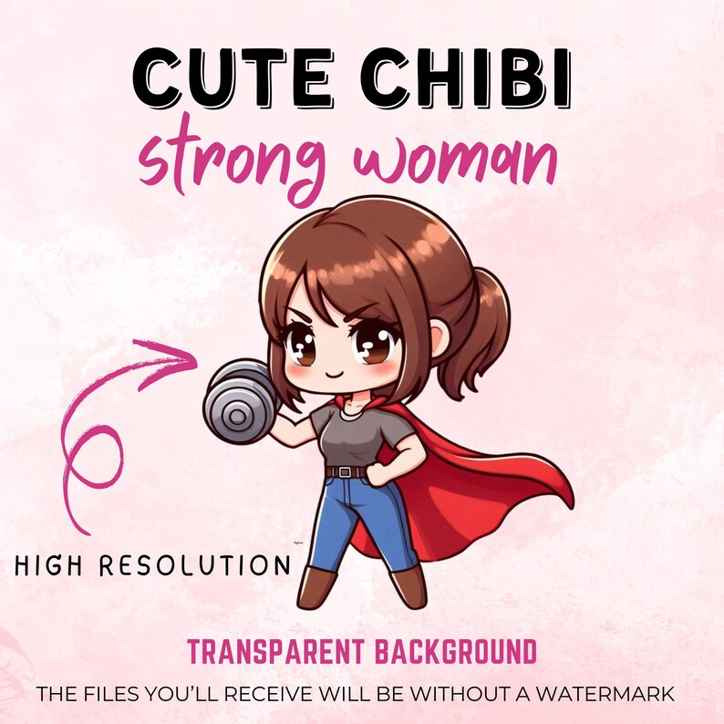 12 PNG Chibi Style Woman Clipart Bundle Happy International Womens Day ...