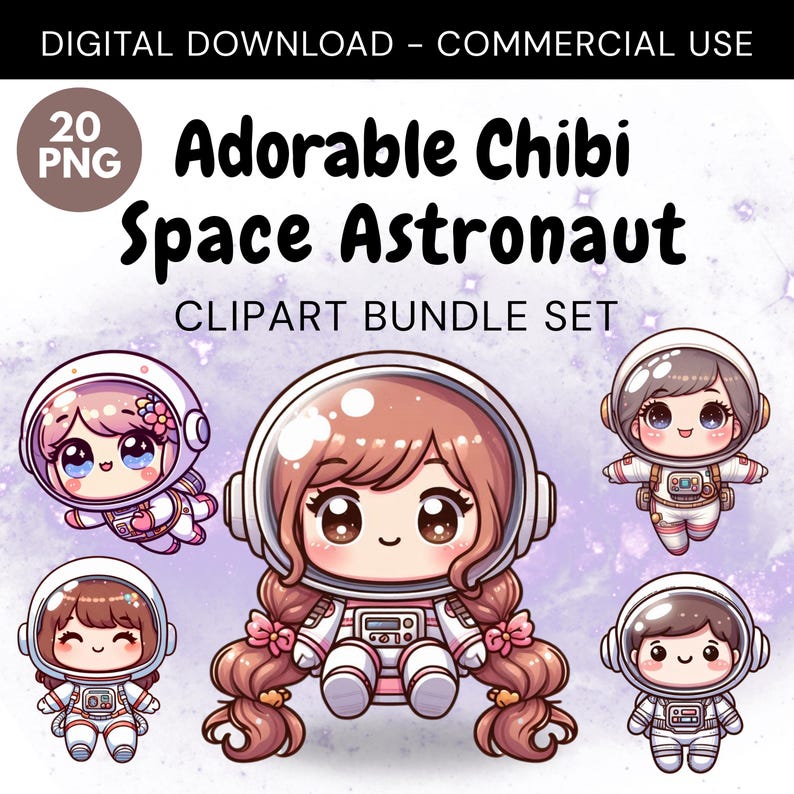 Kawaii Astronaut 20 PNG Clipart Bundle Cute Space Astronaut Kawaii ...