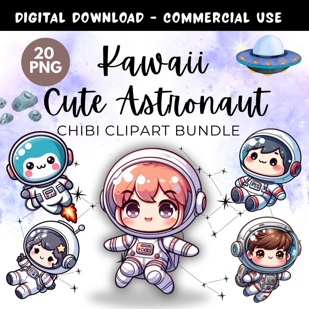 Kawaii Astronaut Clipart, Cute Space Art Illustrations, High-quality 20 ...
