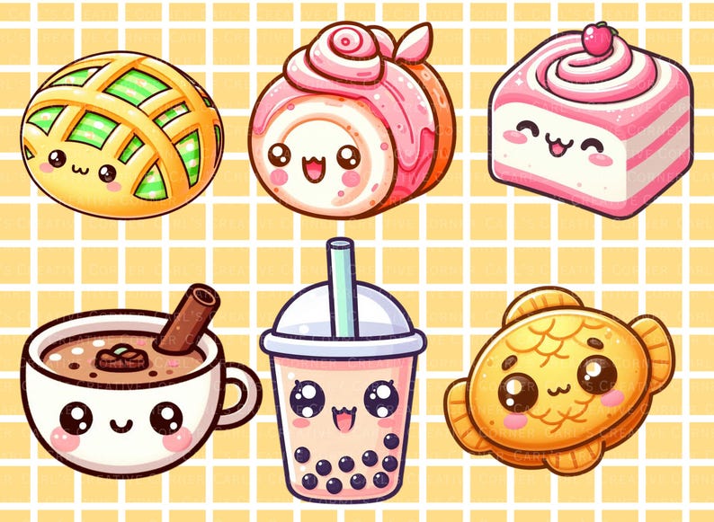 Kawaii Japanese Snack Clipart Bundle: Ramen, Dango, Onigiri (PNG ...