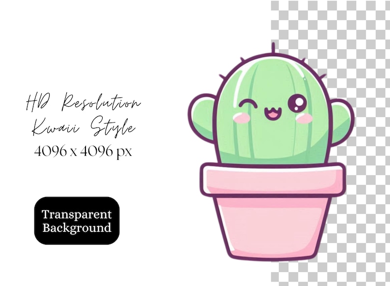 20 Pastel Kawaii Cactus Clipart Cute Green Succulent Plant Cute Cactus ...