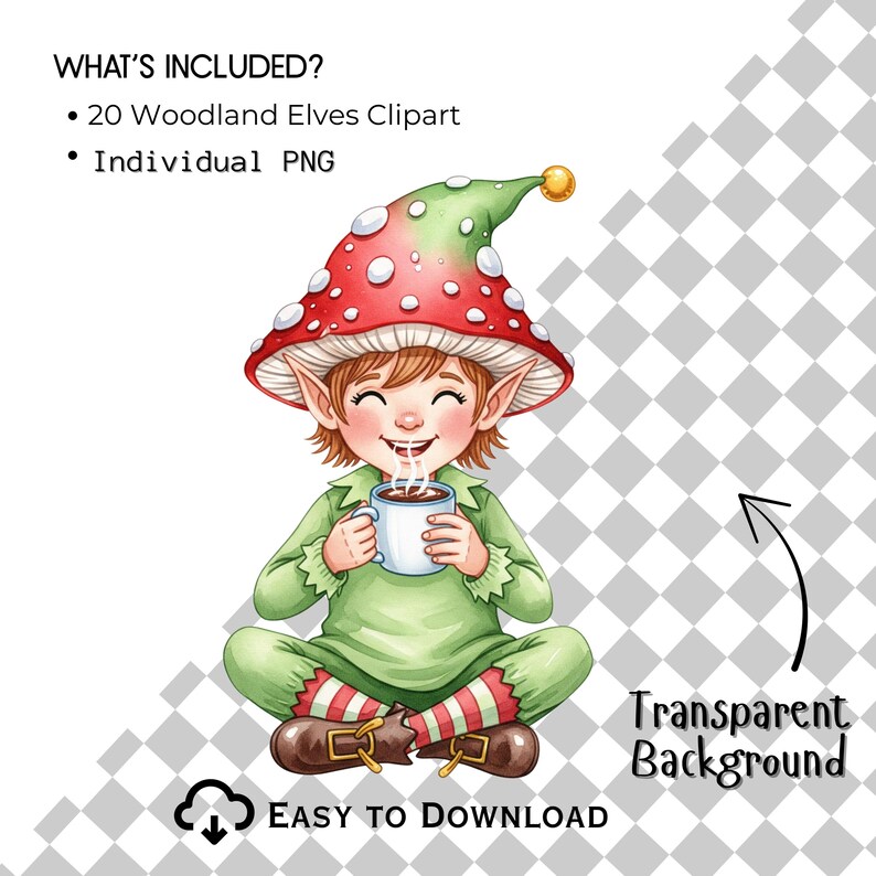 20 Woodland Elves Clipart Bundle Png Watercolor Fall Creatures Green ...