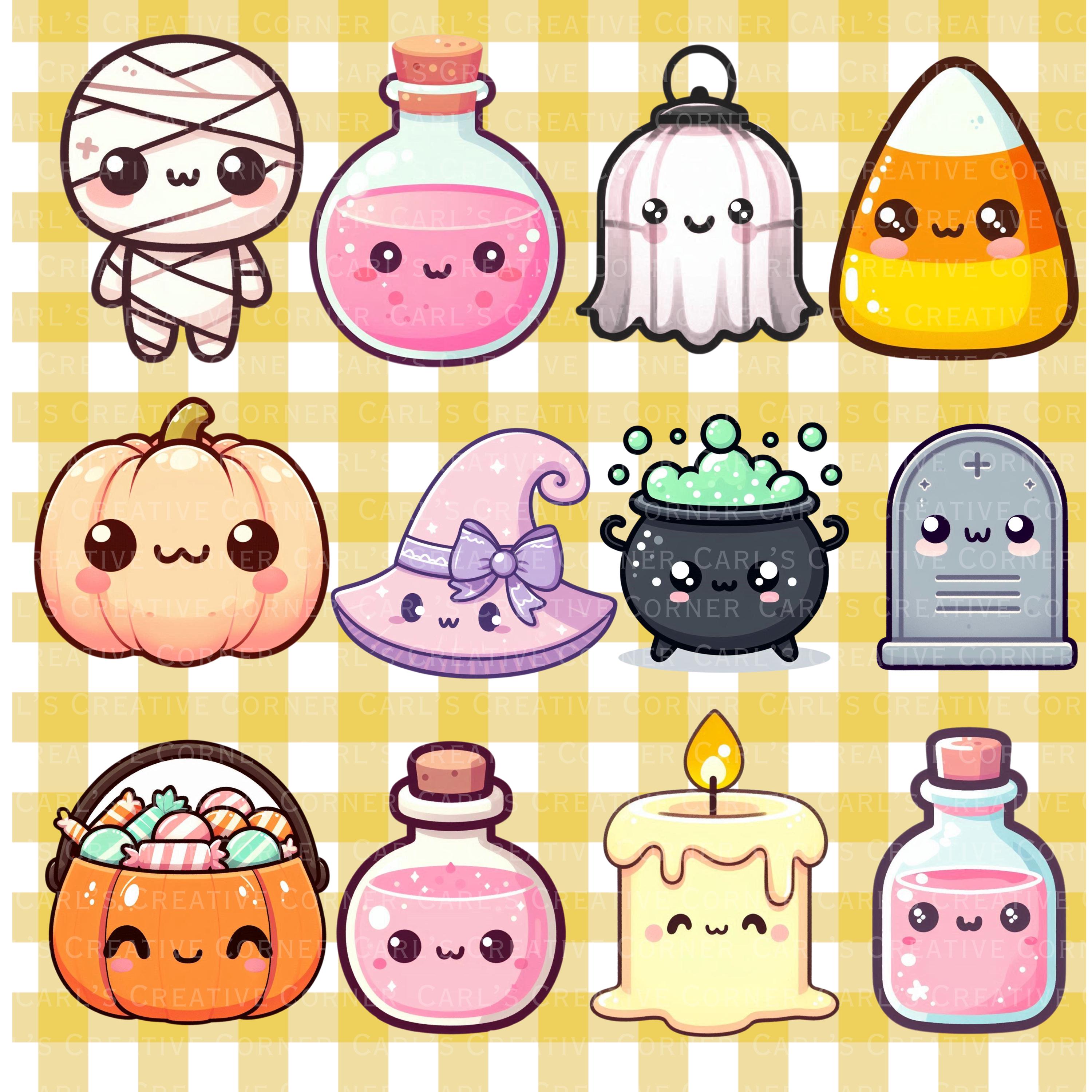 15 Kawaii Halloween Clipart High Quality PNG Halloween Decor Printable ...