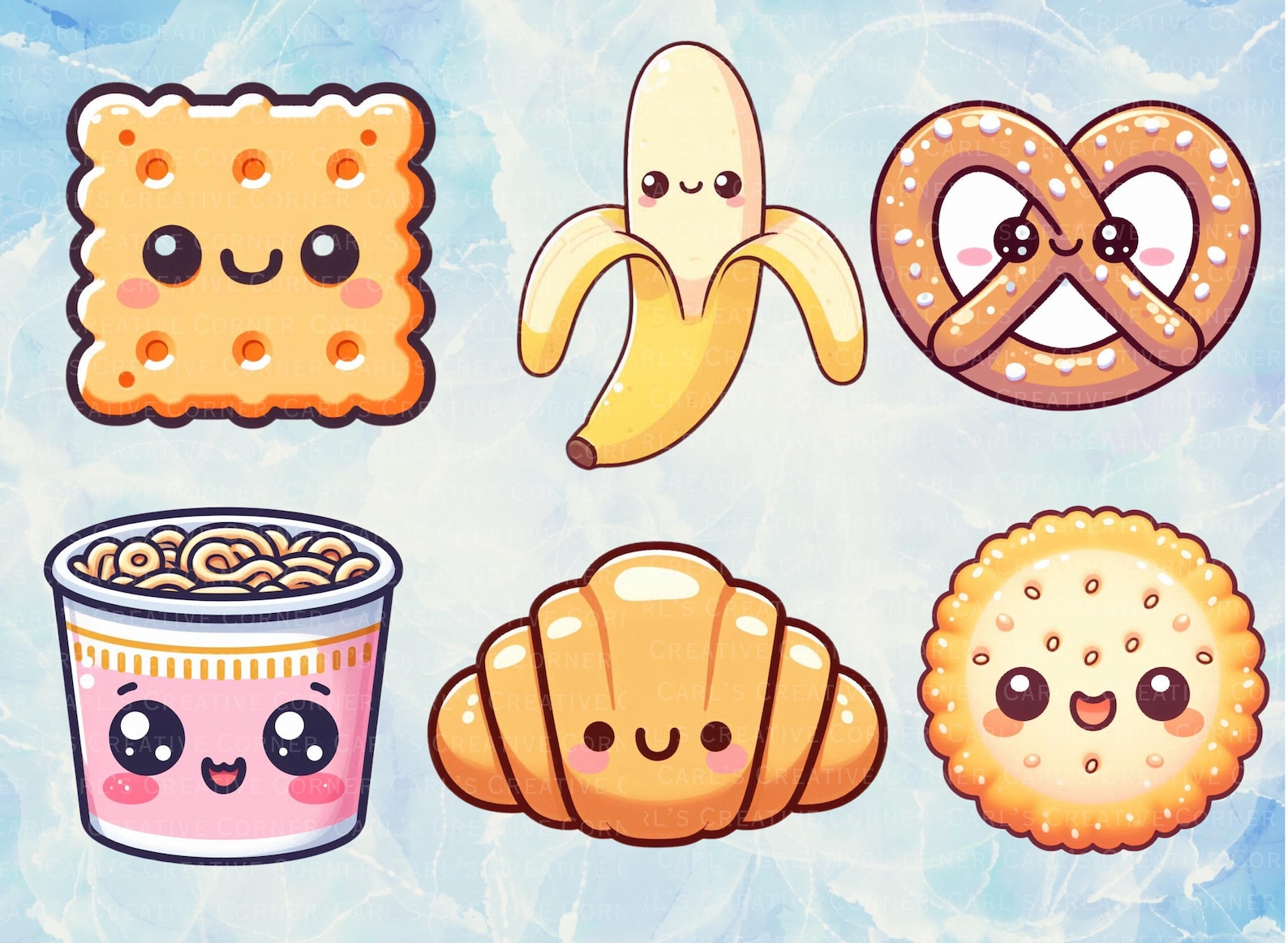 42 Premium Cute Kawaii Snack Food PNG Clipart Bundle Snack and Fast ...