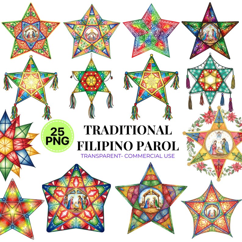 Filipino Parol Clipart: Christmas Lantern PNG Bundle (digital Download ...