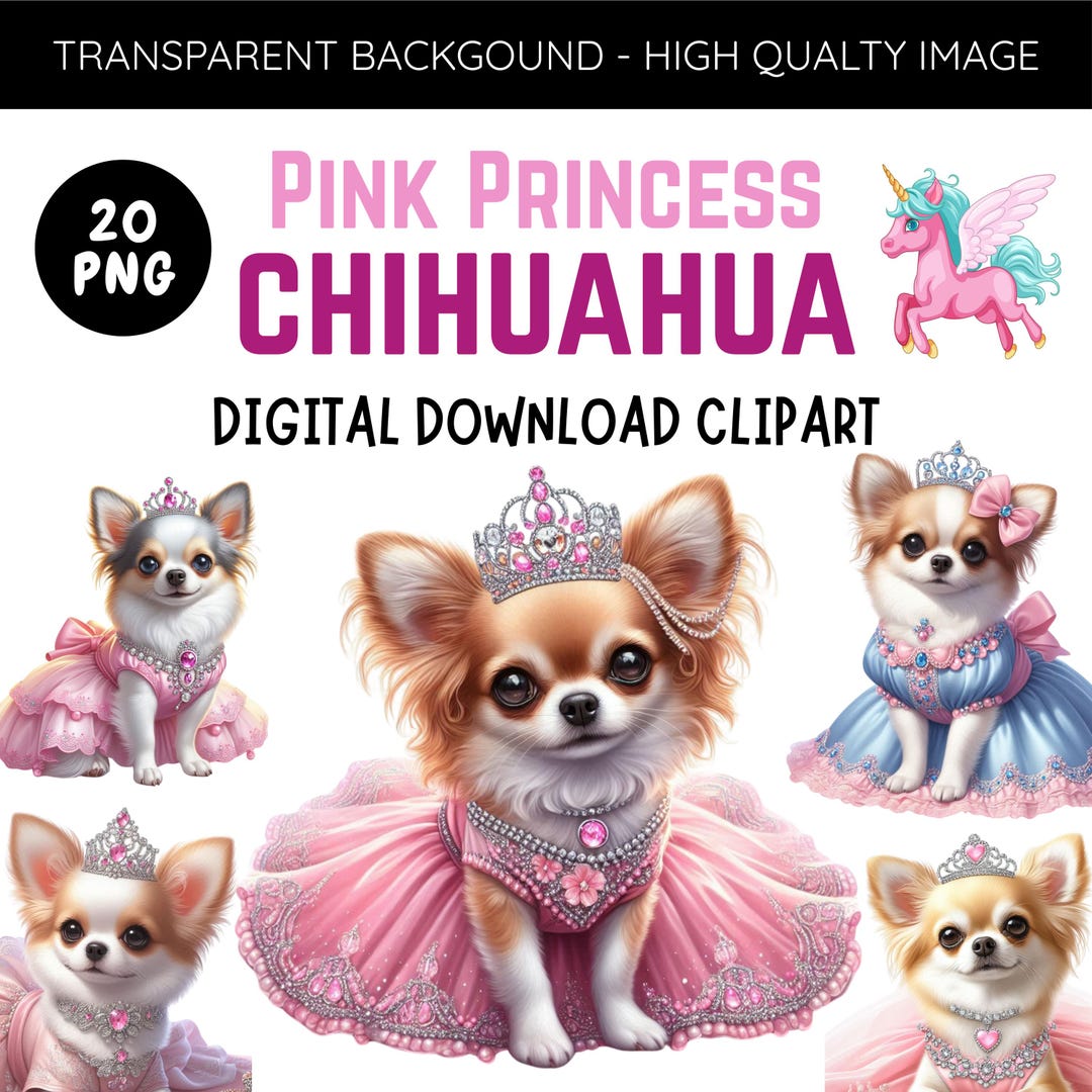 Cute Pink Princess Chihuahua Clipart 20 Transparent BG High Quality Dog ...