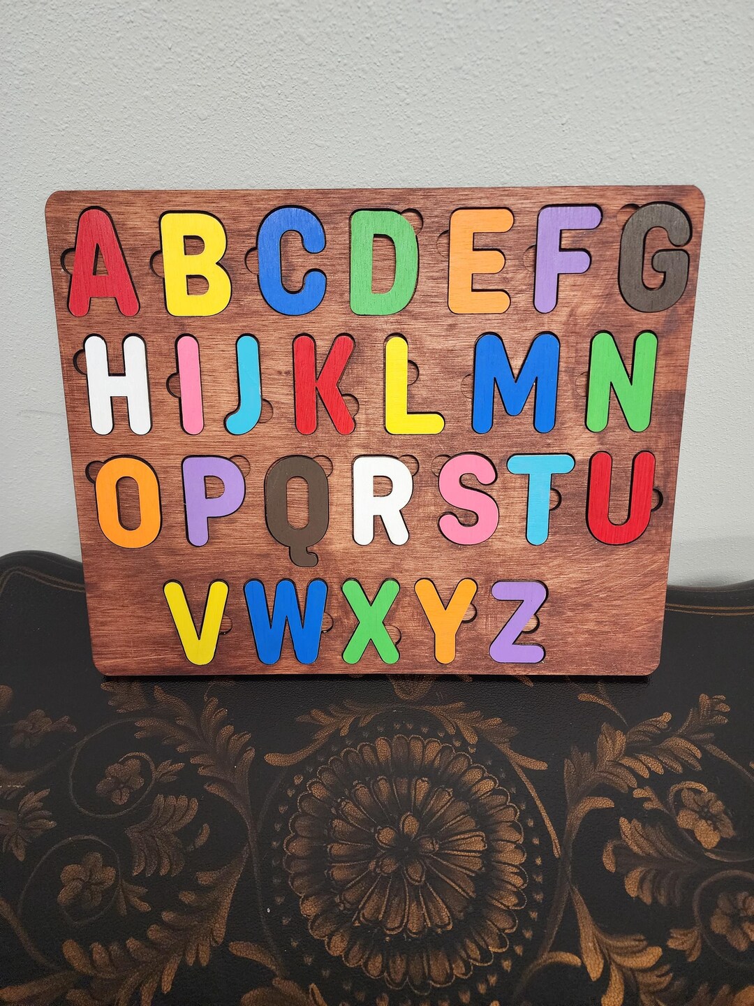 ABC Alphabet Learning Puzzle Board for Kids Handmade Educational Toy - Etsy