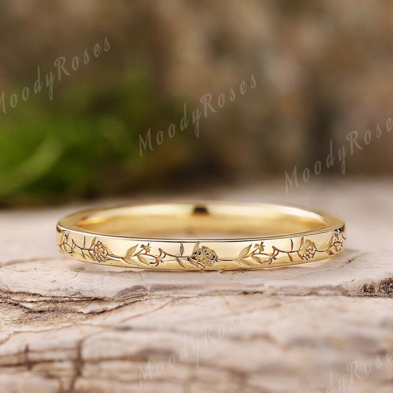 Floral Ring Gold Stamped - Etsy