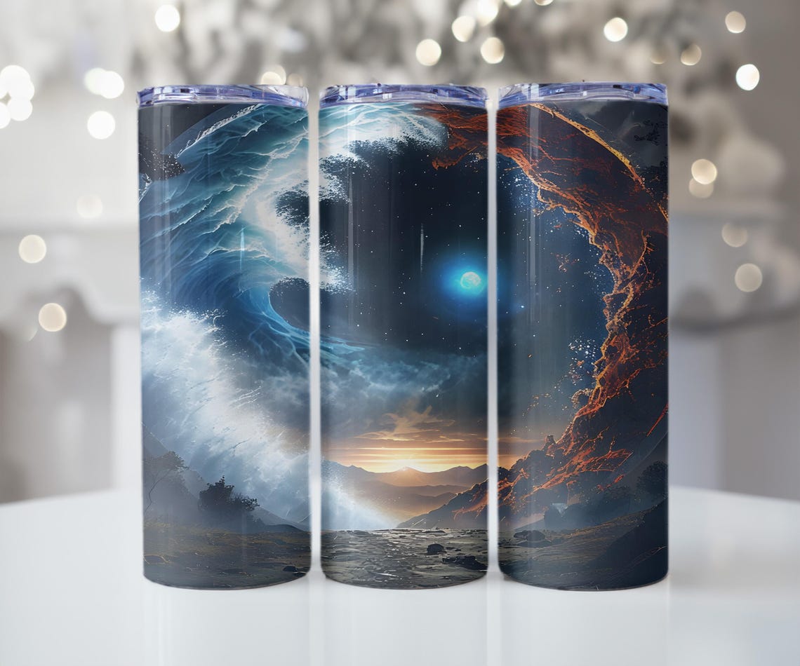 Elemental Yin Yang 20oz Tumbler Sublimation Wrap Fire and Water Portal ...
