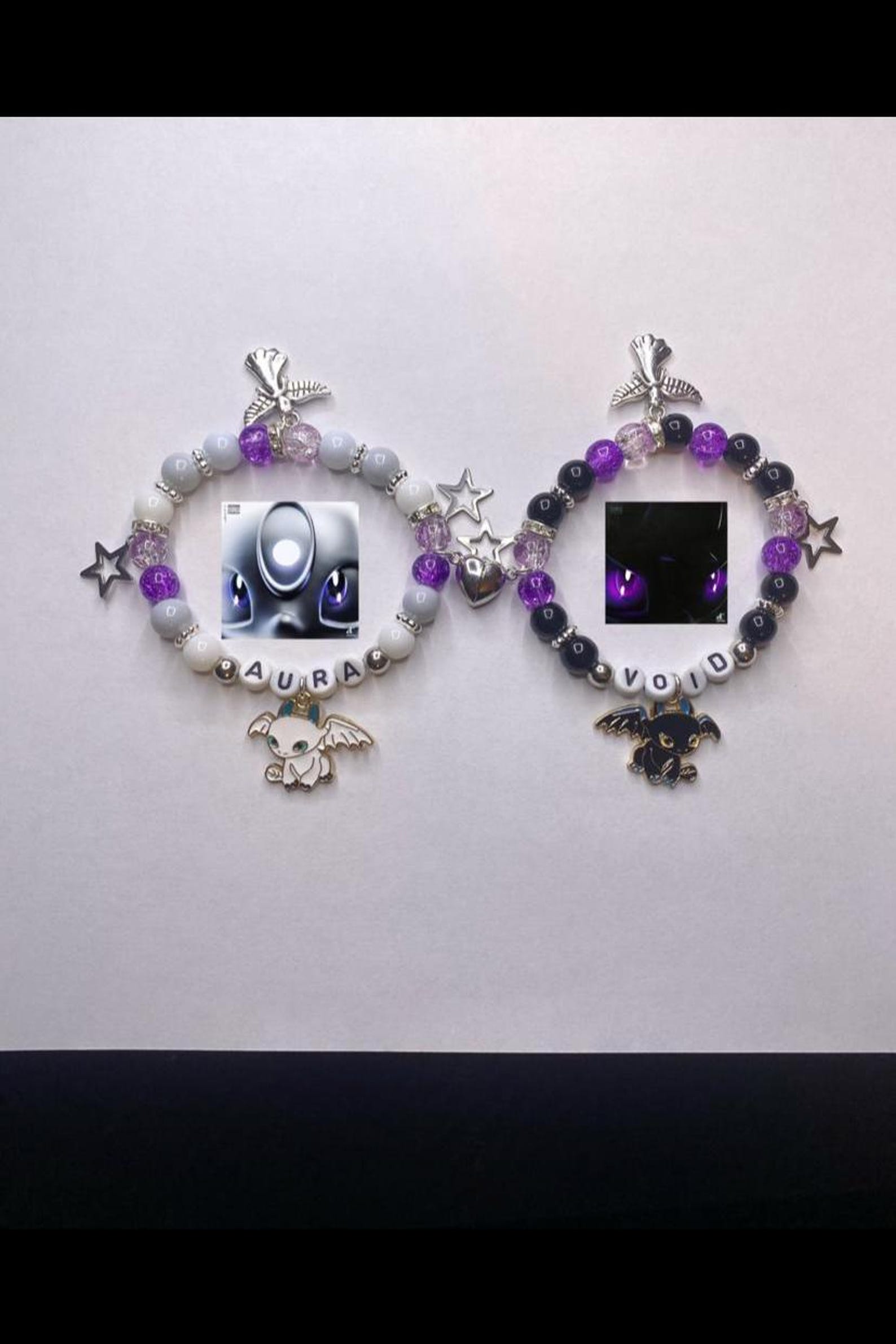 Handmade Aura Void Matching Bracelet Set: Cat Charms, Stars, Magnet ...