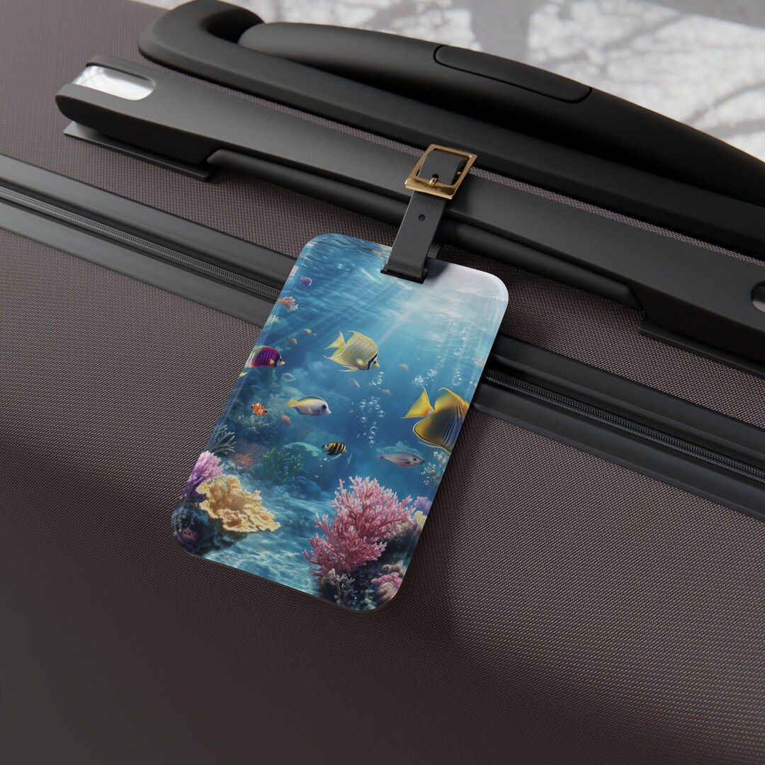 Coral Reef Luggage Tag Tropical Fish Travel Tag Underwater Ocean Scene ...